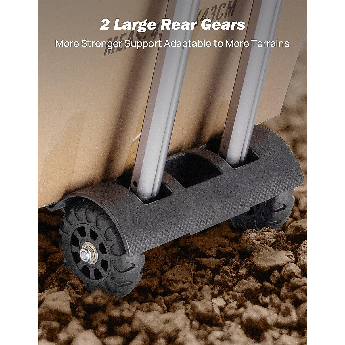 JOYTUTUS Folding Hand Truck, Lightweight Dolly Cart, Aluminum Tube Frame Adjustable Handle Luggage Cart with 2 Large Rear Wheels, 2 Lashing Straps for Moving