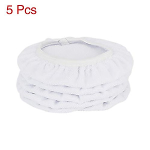 X AUTOHAUX 5pcs 9-10 Inch White Soft Mircrofiber Car Wax Polishing Bonnet Buffing Pad Washable Covers Polisher Waxing Tools 9" 10"