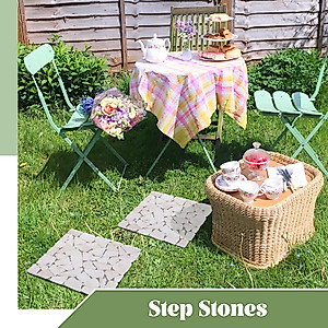 Sasylvia 6 Pcs 12 Inch Stepping Stones Outdoor Square Marble Riverstone Decorative Pathway Stepping Stones for Garden Walkway Pathway Outdoor Lawn Yard Decorations