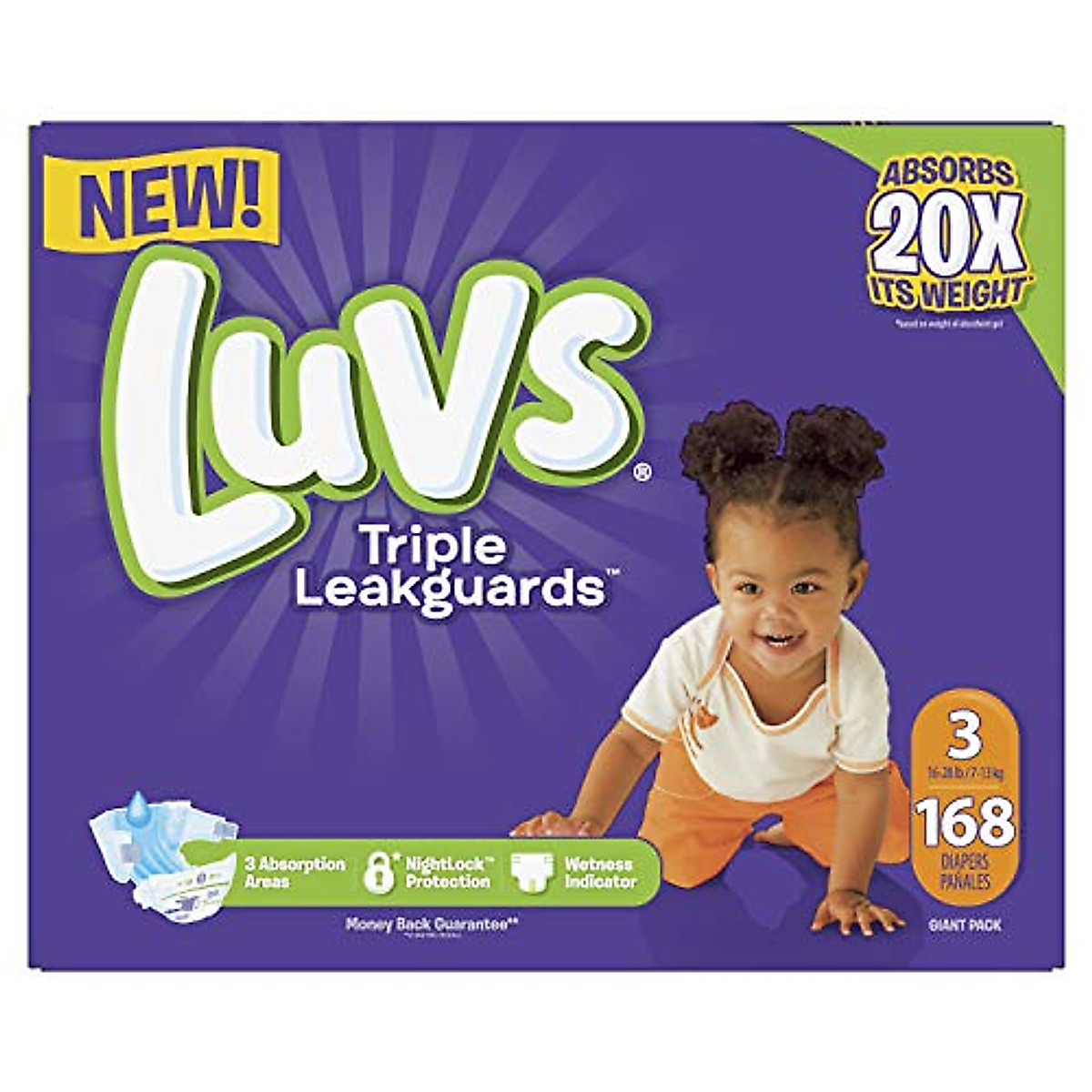 26ct of Luvs Triple Leak Guard, Size 3 (16lbs-28lbs)