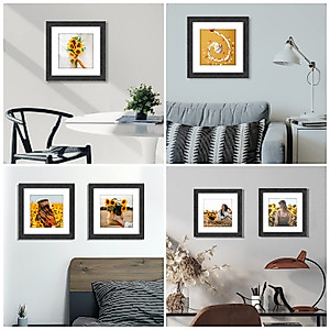 VMUZEDER 8x8 Picture Frame Rustic Black Wood Set of 6,Display Pictures 5x5 with Mat or 8x8 Without Mat,Multi Photo Frames Collage for Wall or Tabletop Display