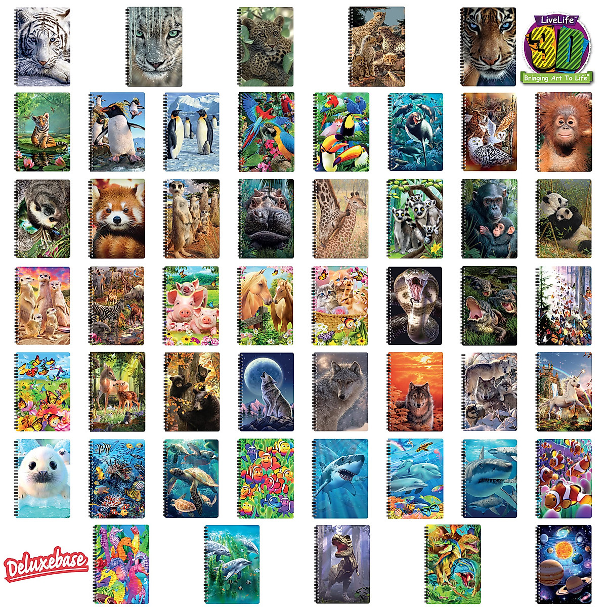 3D LiveLife Notebook - Blue Eyes from Deluxebase. 80 Page Lined Lenticular 3D Tiger Notebook. 8.5 x 5.5 in. Superb school or work stationery with artwork licensed from artist Collin Bogle