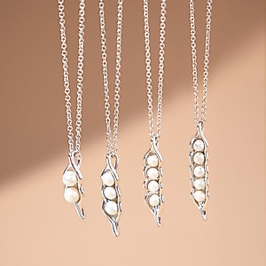 Women's Two Peas in a Pod Necklace, 16" long chain - Sterling Silver Pearl Peas in a Pod Necklace - Gift for New Mom - Push Present - Maternity Jewelry - Gifts for Mom