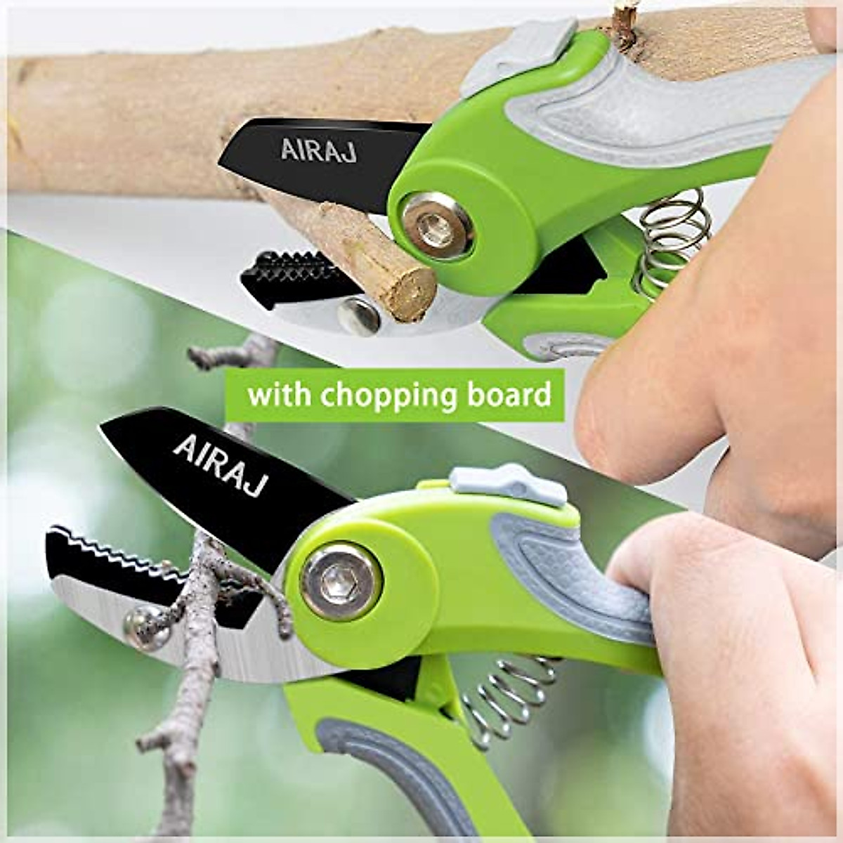 AIRAJ 2 Pack Steel Pruning Shears Set for Gardening,Professional SK-5 Steel Blade Sharp Anvil/Bypass Garden Shears Small-Perfectly Cutting Through Anything in Your Yard（Garden tool）