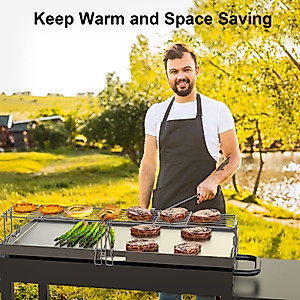 BMMXBI Universal Griddle BBQ Warming Rack for Blackstone Griddle Accessories 17/22/28/36 Inch, Parts for CharBroil 19952085 Blue Rhino Razor Griddle Pit Boss PB336GS, 2"~45" L Grill Rack