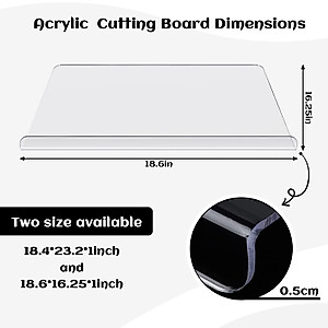 Yoande 2 Pieces Acrylic Cutting Board with Counter Lip Clear Chopping Non Slip Transparent Board for Kitchen Large Thicker Board for Countertop Protector Home Restaurant 24 x 18 Inch, 18 x 14 Inch