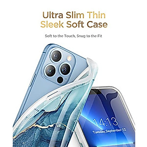 GVIEWIN for iPhone 13 Pro Case 6.1 Inch 2021, [10FT Military Grade Drop Protection] Marble Phone Case Slim Glossy Soft TPU Shockproof Protective Cover for Women Men Stylish Phone Cases(Navy Blue)