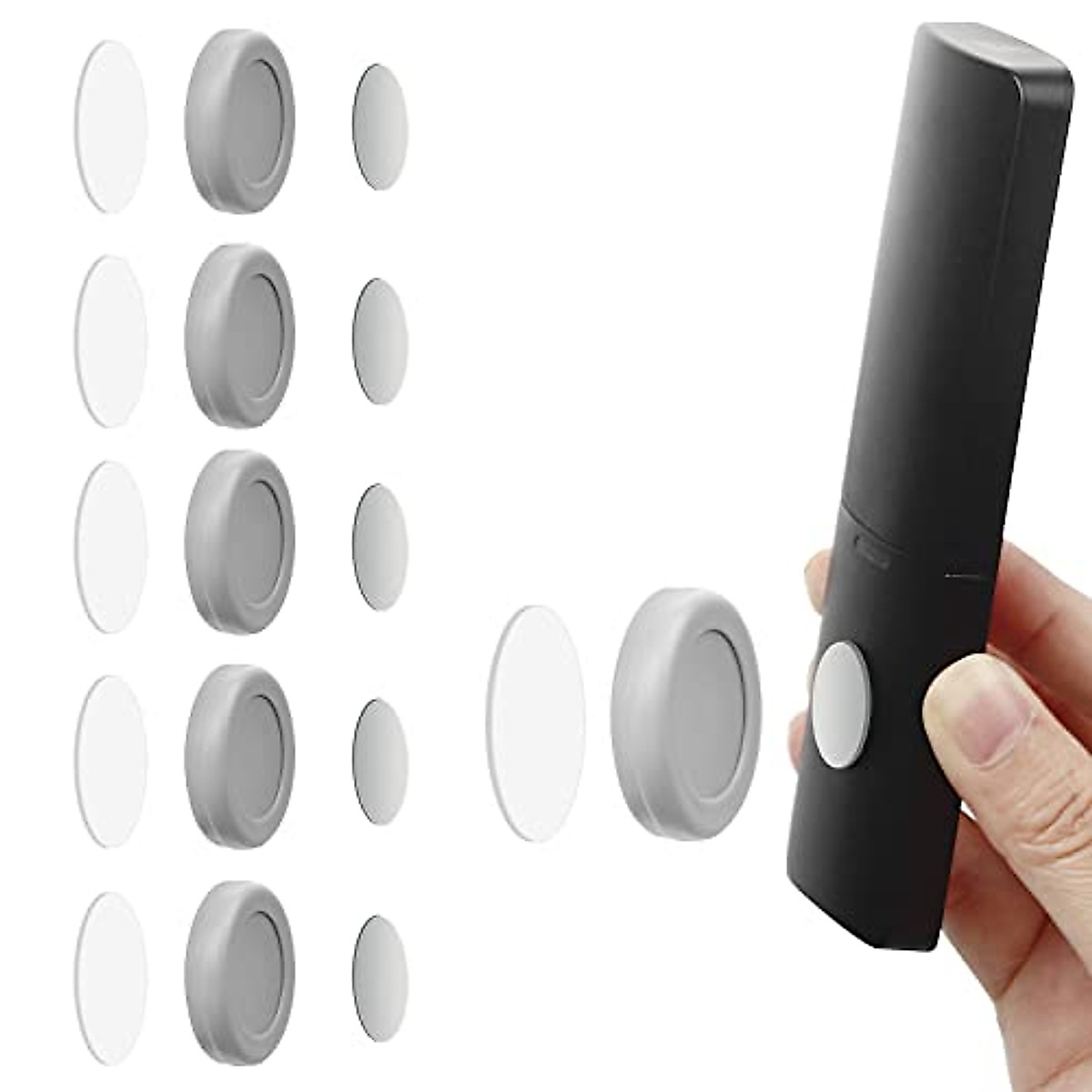 5 Pack Magnetic Remote Control Holder Wall Mount Holders Hole-Free Phone Charging Organizer Storage Containers For Home Office School Supply Storage - strong magnet securely hold (Grey)