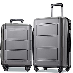 Merax Luggage Sets 2 piece Carry on Luggage Suitcase Sets of 2, Hard Case Luggage Expandable with Spinner Wheels (Black 2-Piece (20/24))