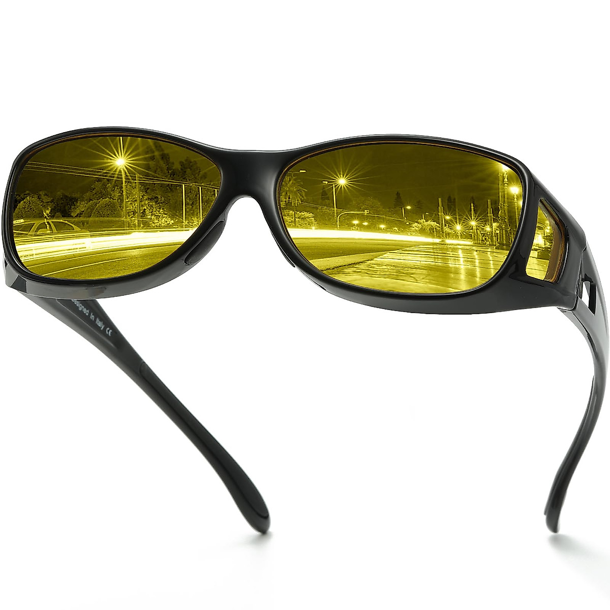 DUCO Night Vision Glasses for Driving at Dusk Rainy Day Anti Glare Fit Over Wrap Around Eyewear Glasses UV400 Polarized 8953Y