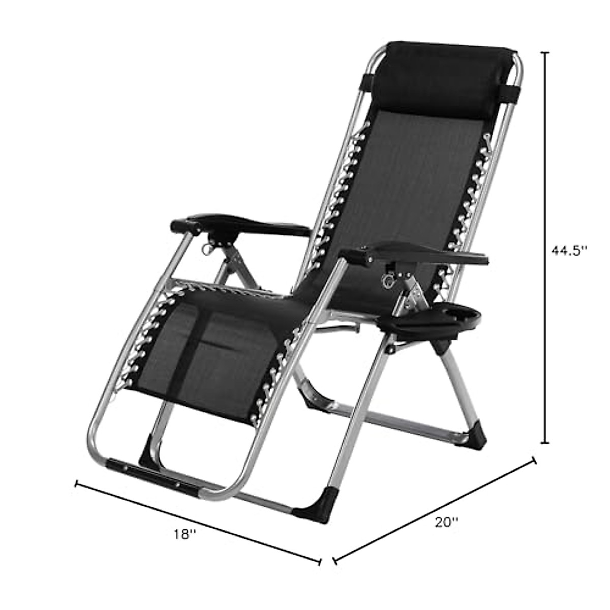 Folding Zero Gravity Outdoor Recliner Patio Lounge Chair,Infinity Zero Gravity Chair with Pad, Patio Chairs with Pillow and Utility Tray Adjustable Folding Recliner for Deck,Patio,Beach,Yard,Grey
