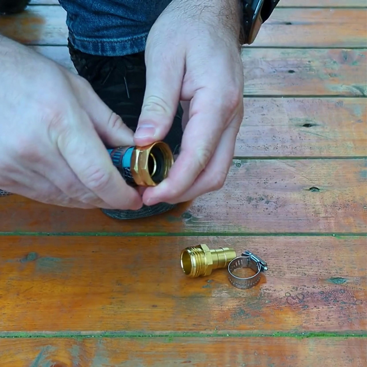 Heavy Duty Hose Repair Kit, 3/4 Inch Male Female Water Hose Repair End, Solid Metal Replacement Fittings, Fix Kit with Clamps Fit for 3/4" Gardening Hoses, Rust-Resistant Finish, Zero Leaks, 2 Pack