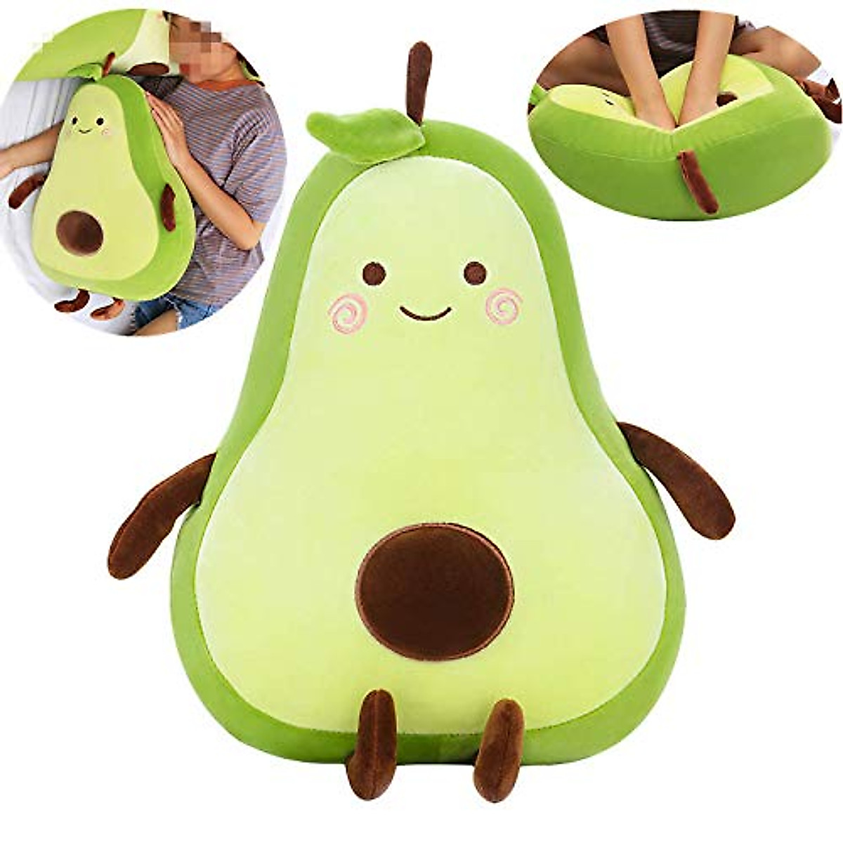 XICHEN 27 Inch Green Large Simulation Avocado Plush Toy Doll Sleeping Pillow Doll Doll, Holiday Warm Gift Plush Toy Pillows (Seated)