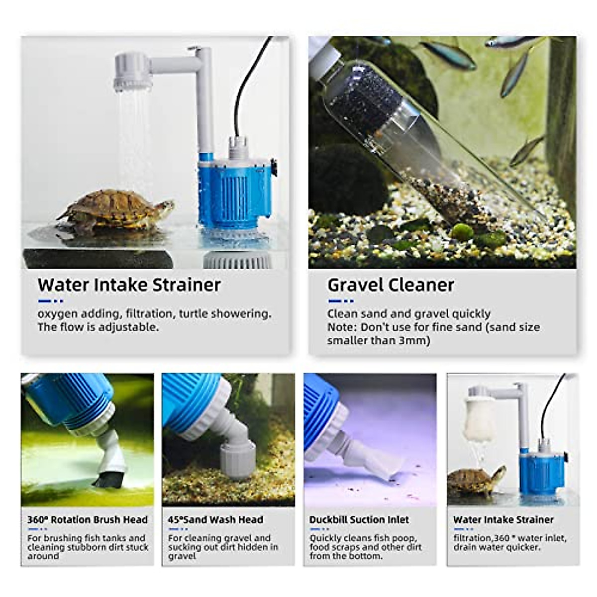 boxtech Upgraded Electric Aquarium Cleaner, 12V DC/28W Auto Fish Tank Gravel Cleaning kit 6 in 1 Change Water and Wash Sand Filter for Aquarium 10-200 Gallon