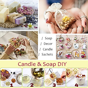 [Latest] 21 Pack Dried Flowers for Candle Making, 100% Natural Dried Herbs Kit for Soap Making, Bath, Resin Jewelry Making, Bulk Dried Flowers Include Lavender, Rose Petals, Rosebuds, Leaves, Lemon.