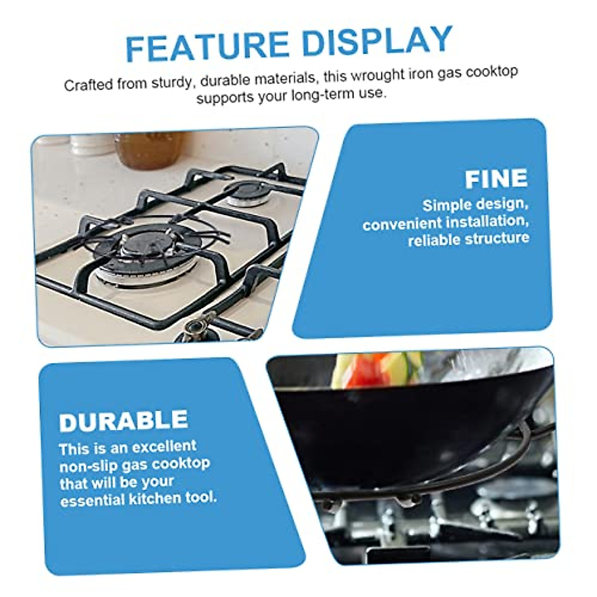 VILLCASE Shelf for Stove Iron Shelf Brackets Tool Stand 4pcs Non- Pot Rack Wok Accessories Gas Stove Support Gas Stove Accessory Black Iron Gas Stoves Tool Pan Holder Oven Accessories