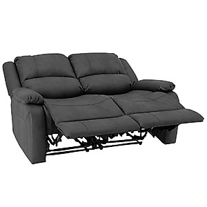 RecPro Charles 58" Double Recliner RV Sofa | Zero Wall Loveseat for Camper | Wall Hugger Couch | Fifth Wheel Theater Seating | Upgraded 2023 Fabric (Gunmetal)