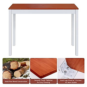 Alohappy 5 Piece Kitchen Table and Chairs Set for 4, Rectangular Pinewood Dining Table Set for Dining Room, Kitchen Room Furniture, Space-Saving & Easy Assembly (Red)
