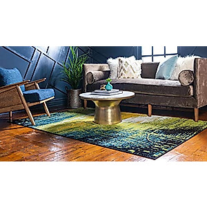 Unique Loom Lyon Collection Modern Abstract Area Rug, 4 x 6 ft, Light Green/Blue