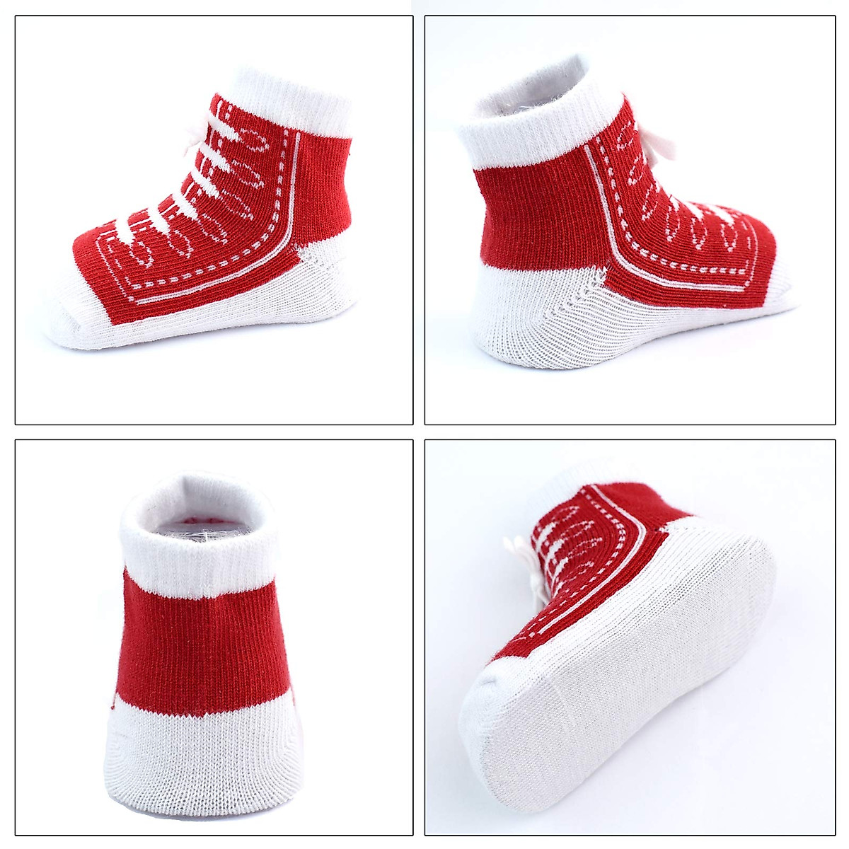 Fly love 6 Pairs Baby Cotton Sneaker Newborn Ankle Sock Toddler Crew Walkers Bootie Infant Slippers Socks