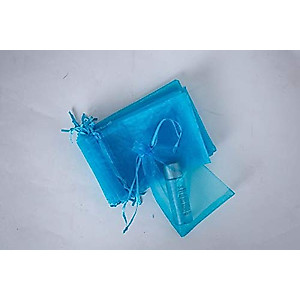 Xin 100pcs 4x6inch(about10x15cm）transparent drawstring organza bags, jewelry bags, wedding party Christmas gift bags, cosmetics gift bags (Blue)