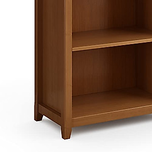 SIMPLIHOME Amherst SOLID WOOD 30 Inch Transitional 5 Shelf Bookcase in Light Golden Brown, For the Living Room, Study Room and Office