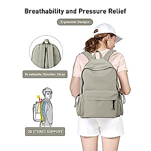 Green Backpack for Women Men, Waterproof High School Bookbag,Lightweight Casual Travel Daypack,Classic Basic College Backpack,Middle School Bag for Teen Girls Boys