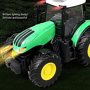 DAUZ RC Farm Tractor Toy, 4CH Nonslip 3 in 1 1:24 RC Tractor Toy Set for Gift (Green)