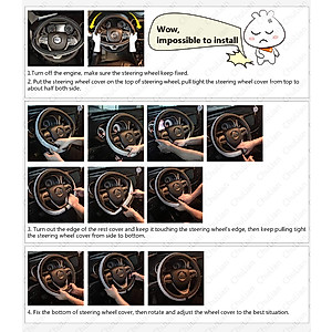 New Diamond Leather Steering Wheel Cover with Bling Bling Crystal Rhinestones, Universal Fit 15 Inch Car Wheel Protector for Women Girls Black