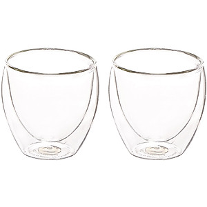 Bodum Bistro Coffee Mug, 10 Ounce (2-Pack), Clear & Pavina Glass, Double-Wall Insulated Glass, Clear, 2.5 Ounce, .08 Liter Each (Set of 2)