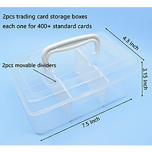 catin Trading Card Storage Box, Plastic Card Case Holder for 400+ Standard Trading Cards, 2 Pack