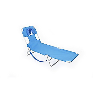Ostrich Lounge Chaise & Rio Beach Portable Folding Backpack Beach Lounge Chair with Backpack Straps and Storage Pouch, Blue Stripe, ·72“ x 22“ x 10"