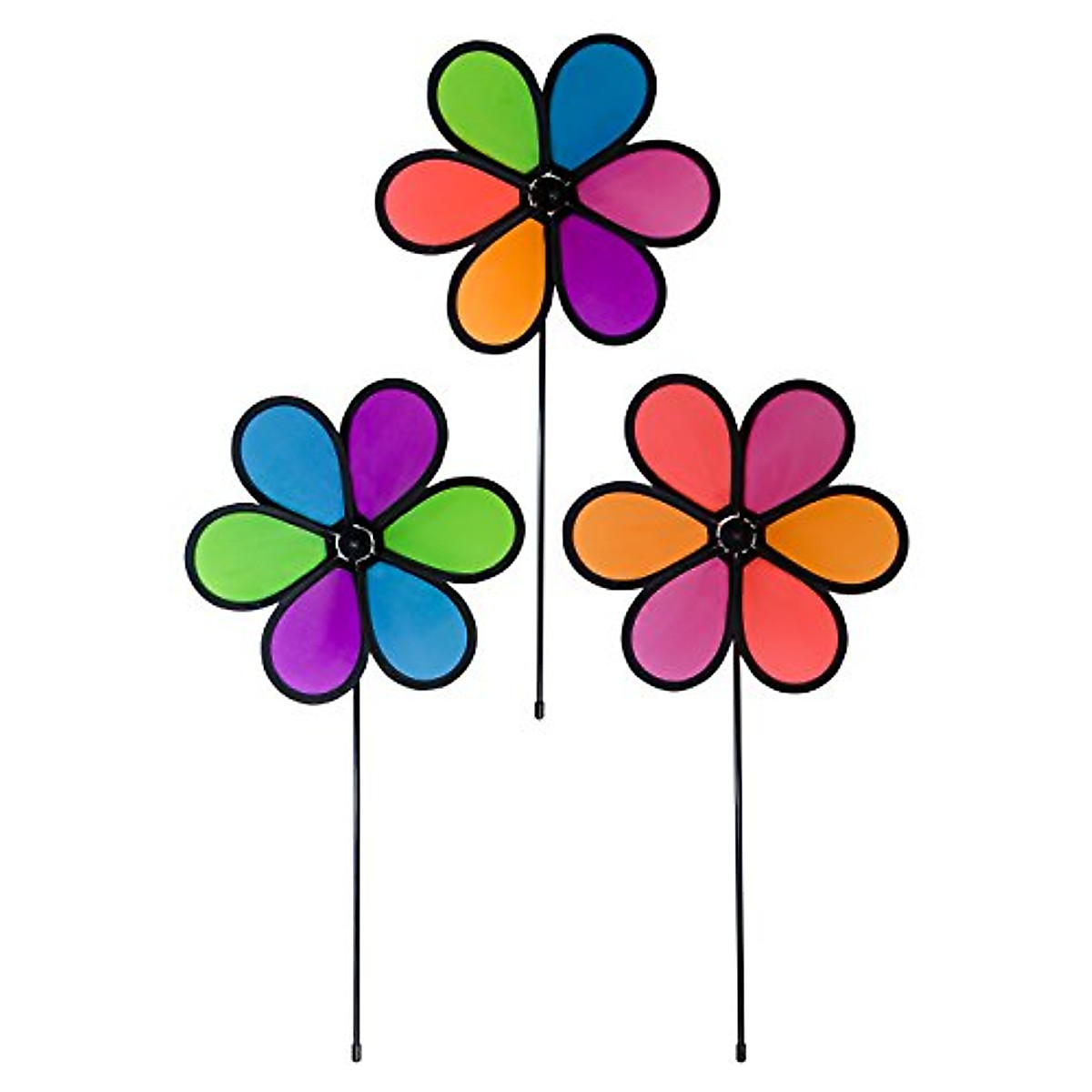 In the Breeze 6-Petal Flower Spinner, 10-Inch Neon Fusion Flower Spinner, 3 Pack, 2735