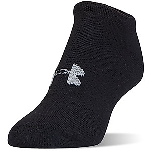 Under Armour Women's Essential Charged Cotton No Show Liner Socks (6 Pack), Black, Medium