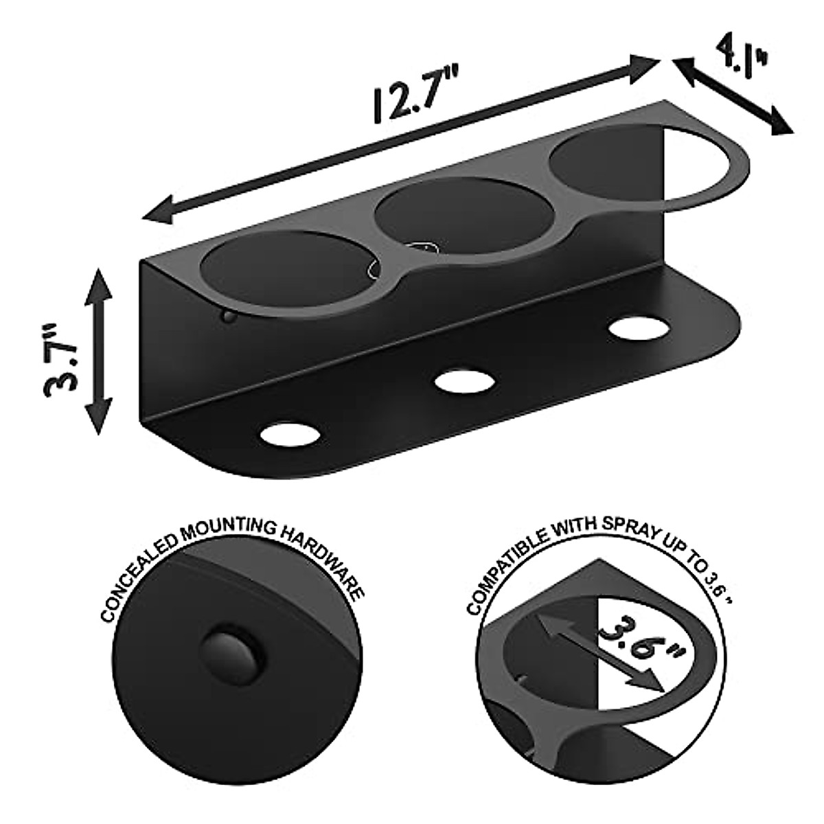 Koova 6 All-Purpose Spray Bottle Holder | Easy Install Wall Mount Hardware Included | Heavy-Duty Powder Coated Steel Storage Rack for Garage and Home | Craft Workspace Paint Bottle Organizer USA Made