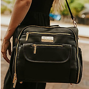 Blissly Premium Vegan Leather Convertible Diaper Bag: Insulated Bottle Pockets, Changing Pad, Stylish Interior Design