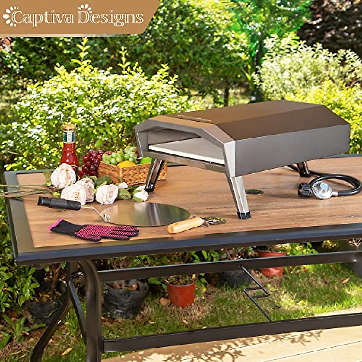 Captiva Designs Portable Outdoor Pizza Oven, Gas Pizza Oven for 13" Pizza, Propane Pizza Maker with Necessary Accessories - Ideal for Any Outdoor Kitchen