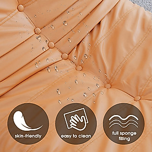 FIQHOME, Comfy Oversized Lazy, Modern Armless Lounge Chair with Backrest Retro Single-Seat,100% Sponge-Filled Sofa for Living Room,Bedroom,Salon,Office,Orange