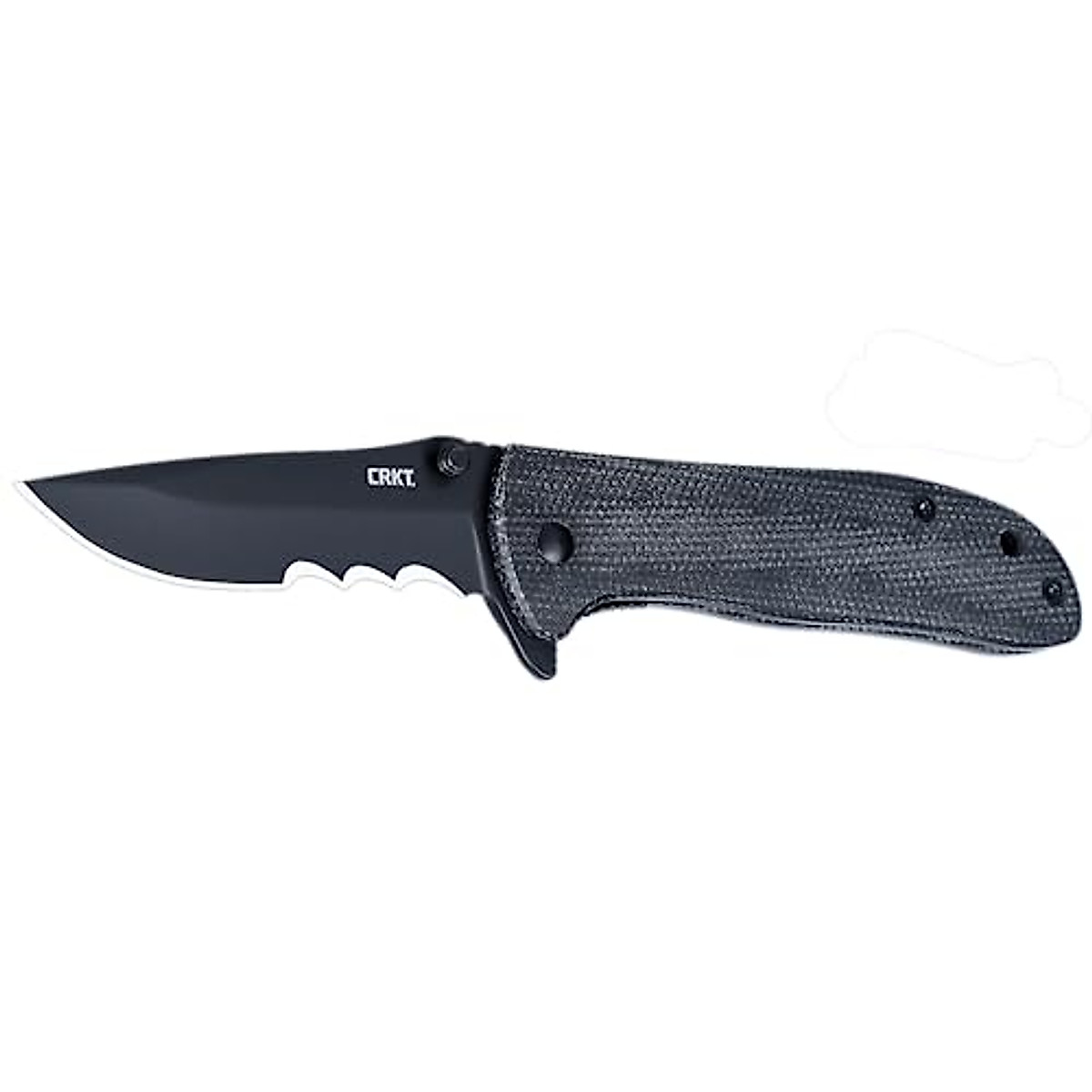 CRKT Drifter EDC Folding Pocket Knife: Everyday Carry, Black Blade with Veff Serrations, Liner Lock, Resin Infused Fiber Handle 6450BLK