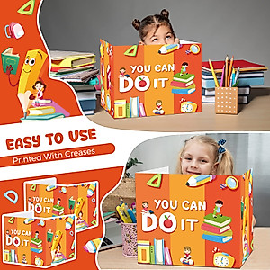 48 Pack Privacy Boards for Students Classroom Shields Cardboard Desk Dividers Trifold Test Privacy Folders Desk Partition Panel with Motivational Messages for Home School Supplies (Classic Style)