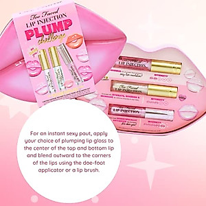 Too Faced Lip Injection Plump Challenge Instant & Long-Term Lip Plumper Gift Set: Lip Injection Plumping Lip Gloss, Extreme Lip Plumper, Maximum Plump Extra Strength Lip Plumper, 3 Count (Pack of 1)