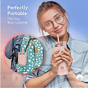 ALBOR 20 oz Travel Coffee Mug With 2 in 1 Lid and Straw, Insulated Stainless Steel Leak Proof Coffee Tumbler Thermos, Spill Proof Thermal Cup (Mint)