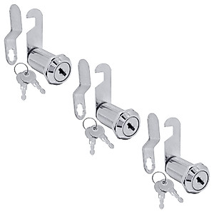 SWZHAI 3 Pcs Cabinet Cam Locks, 1-1/8" Mailbox Lock Cabinet Locks Keyed Alike Drawer Locks with Keys, Zinc Alloy Tool Box Locks Rv Compartment Locks for Secure Important Files and Drawers