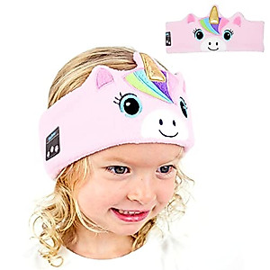 CozyPhones Over The Ear Headband Headphones - Kids Wireless Headphones Volume Limited with Thin Speakers & Super Soft Fleece Headband - Pink Unicorn