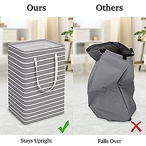 StorMiracle 2 Pack Laundry Basket, 75L Freestanding Laundry Hamper, Foldable & Waterproof Clothes Hamper Laundry Bin with Reinforced Handles for Laundry Room, Bedroom, Living Room, Grey
