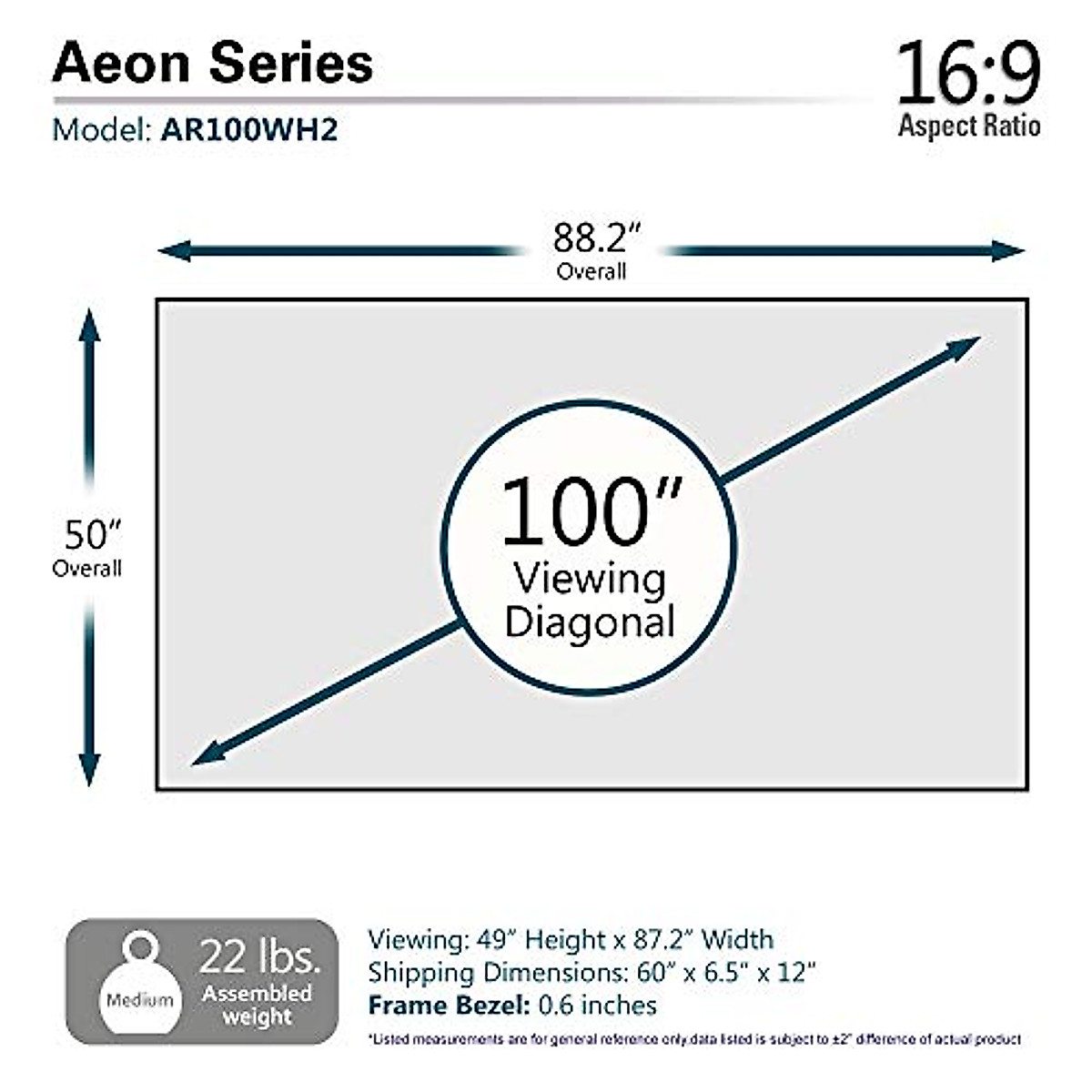 Elite Screens Aeon Series, 100-inch 16:9, 8K / 4K Ultra HD Home Theater Fixed Frame EDGE FREE Borderless Projector Screen, CineWhite UHD-B Front Projection Screen, AR100WH2