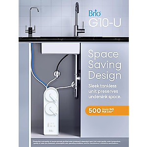 Brio Reverse Osmosis Water Filtration System, 500 GPD, 2:1 Pure to Drain, Tank-Less, Under Sink Faucet Mount