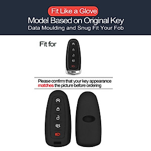 INFIPAR 2pcs Compatible with Ford Escape Edge Expedition Explorer Fiesta Flex Focus Taurus C-Max Lincoln Navigator MKS MKT MKX MKZ Black Key Fob Cover Case Key Chain Protector