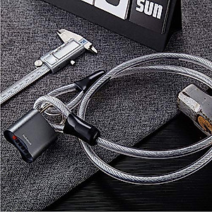 Stainless Steel Safety Cable,Double Loop Braided Steel Cable Flexible Lock Cable Lock 3/8 inch U-Lock,Padlock,Transparent Wire Rope with Ring, Electric Door, Bicycle,Glass Door Lock, Door Handle，