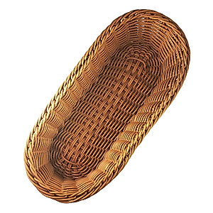 Kovot Wicker Bread Basket - 14.5" Woven Polypropylene Basket – For Food Display and Serving – Snack Organizer Basket